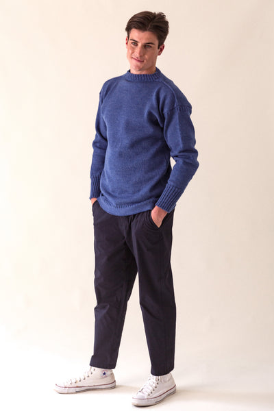Indigo Blue Traditional Fisherman's Guernsey Jumper - Le Tricoteur